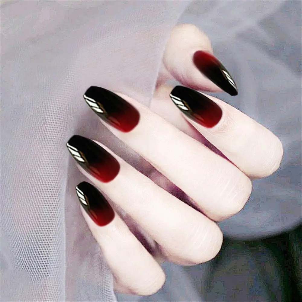 Black And Red Acrylic Nails