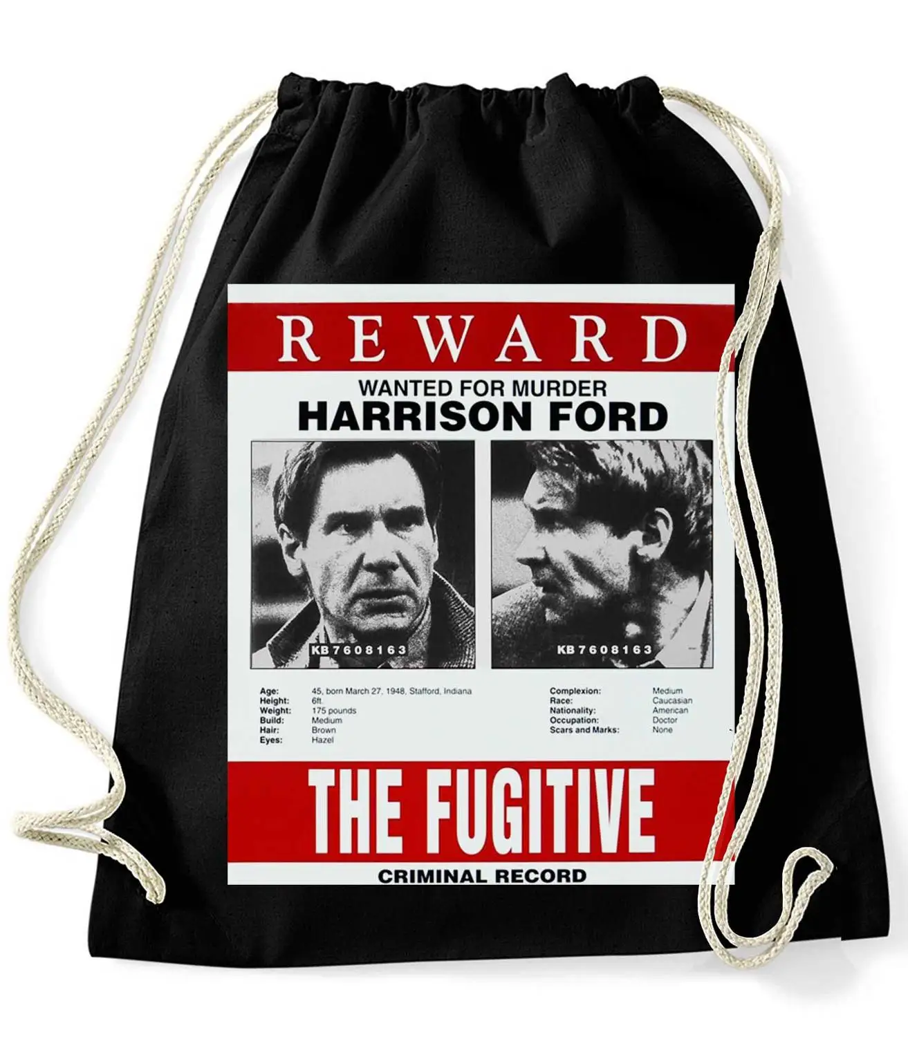 Bag backpack The Fugitive Reward Wanted For Murder|Drawstring Bags ...