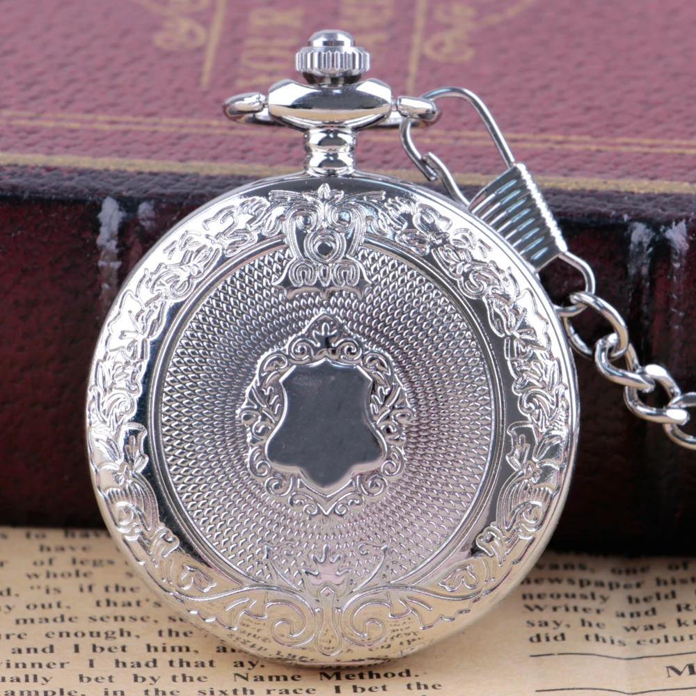 Flap Silver Vintage Quartz Pocket Watches Shield Pattern Design ...