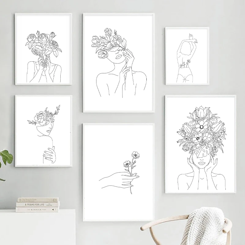 Wall Hangings Girl Reading A Book Line Art Printable Young Girl Line ...