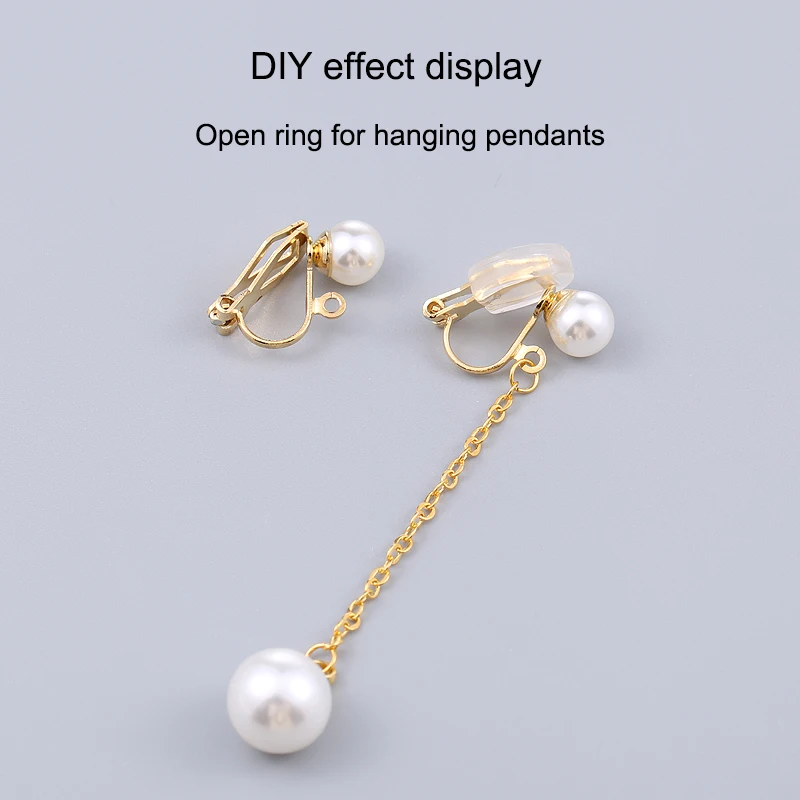 2/10 Pc Ear Clip Imitation Pearl Triangle Non Porous Female Earring ...