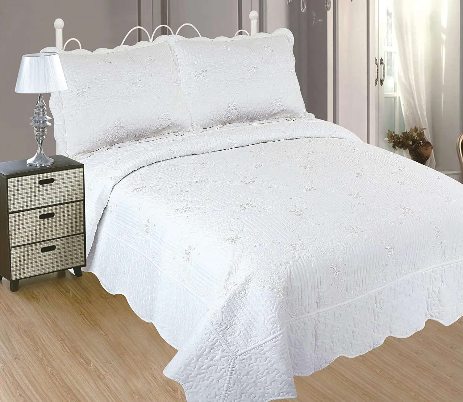 Colchas-Bouti-Cama-Cubrecama-calidad-Bordada-clasica-Cosida-con-Fundas ...