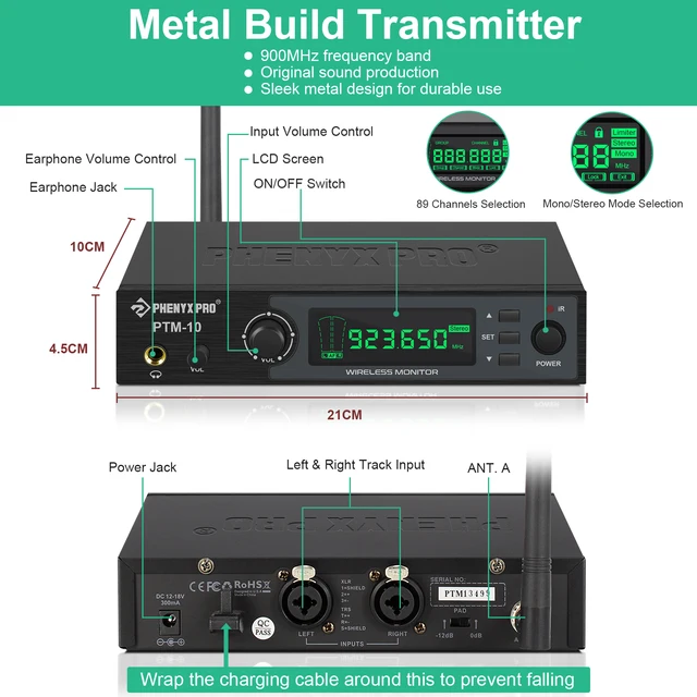PTM-10 Stereo Wireless In-Ear Monitor System Phenyx Pro, 45% OFF