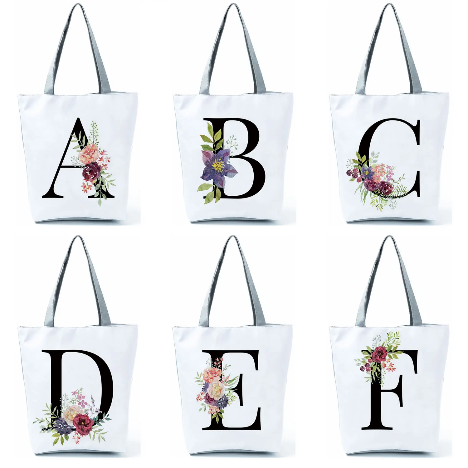 Bolso de hombro con estampado Floral de letras iniciales, bolso de mano ...