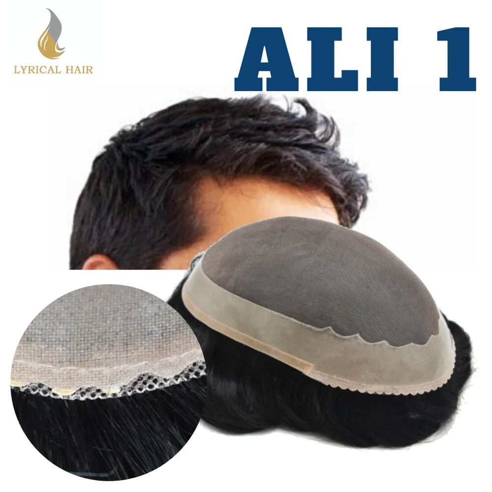 Fine Mono Mens Toupee Poly Coating Around Durable Hair System Hairpiece ...
