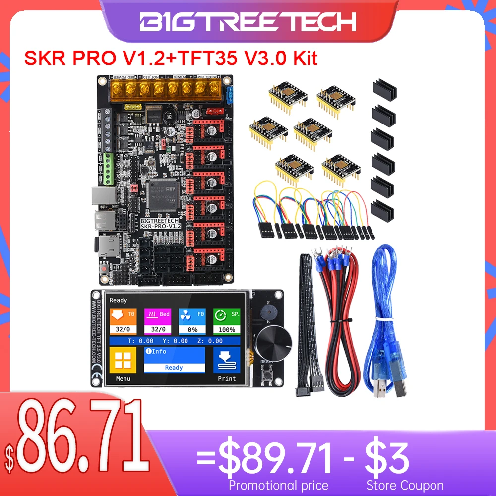 BIGTREETECH Placa de Control SKR PRO V1.2, pantalla táctil TFT35 V3.0, TMC2209, TMC2208, UART ...