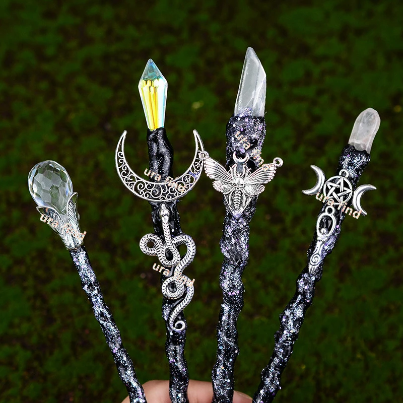 Witch Magic Wand Pagan Triple Crescent Moon Snake Fairy Wands Goddess ...