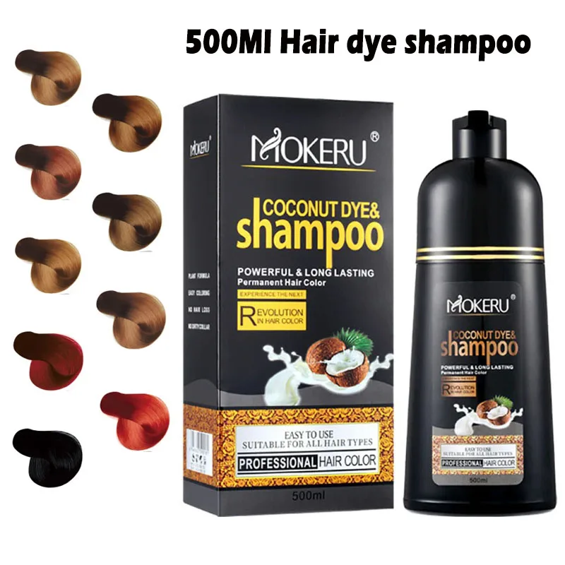 Mokeru 500ML Fast Dyeing Long Lasting Color Black Hair Color Shampoo ...