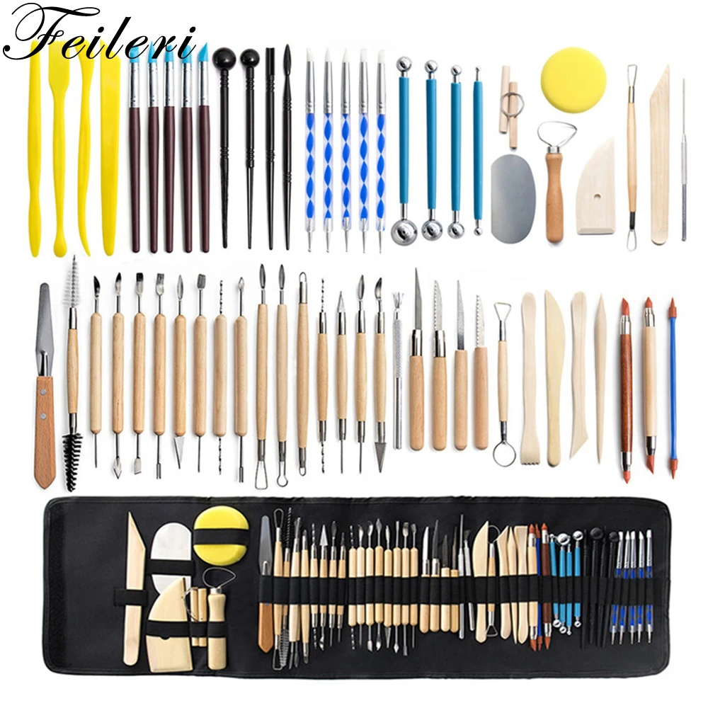 61pcs Pottery Clay Tools Sculpting Kit Sculpt Smoothing Wax Carving ...