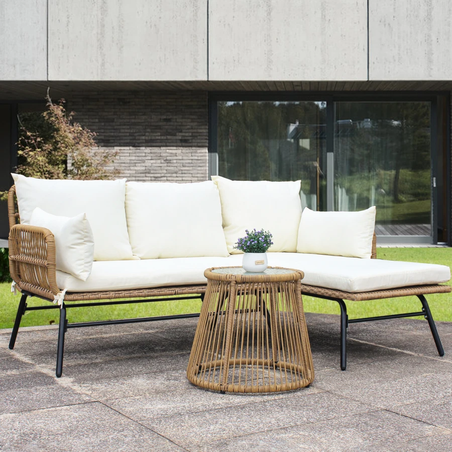 L shape wicker sofa store