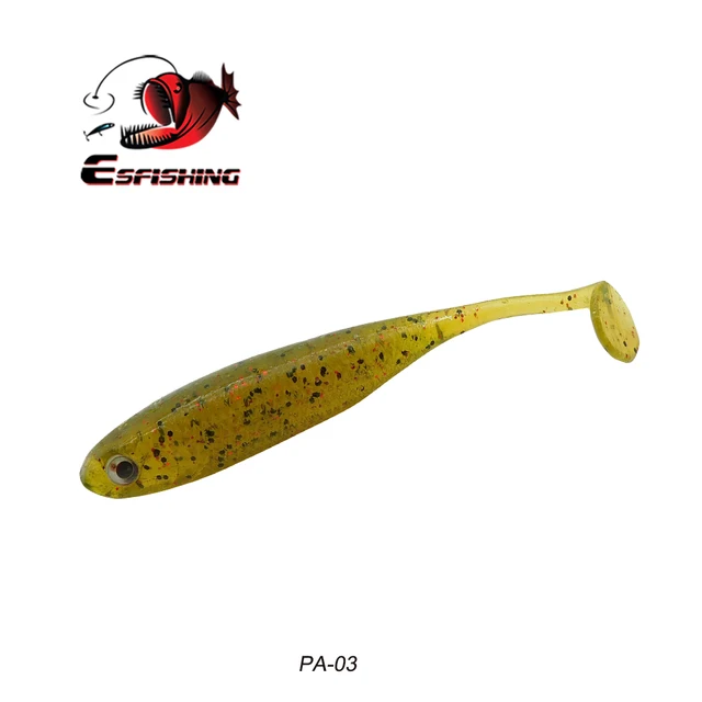 ESFISHING Soft Plastics Silicone Bait Shrimp Smell T Glossy Shad 70mm ...