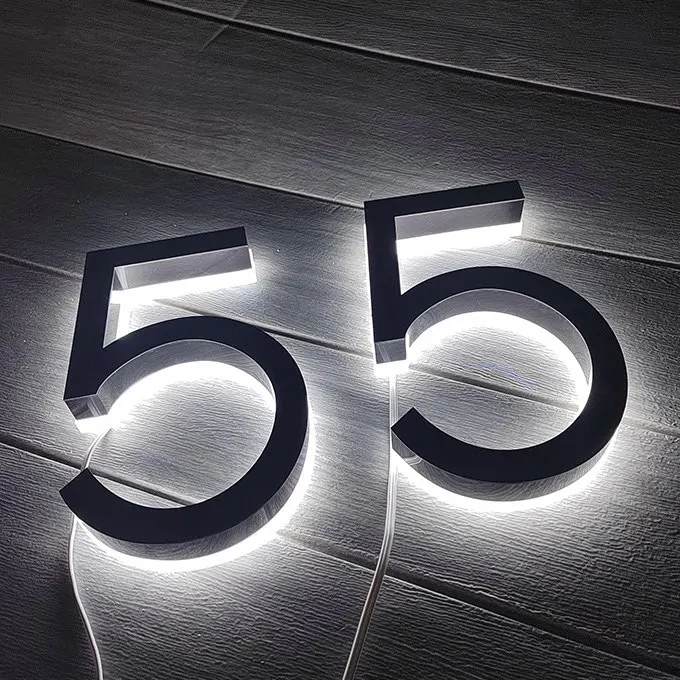 Custom Backlit Metal 3D Outdoor Numbers, Waterproof Modern House ...
