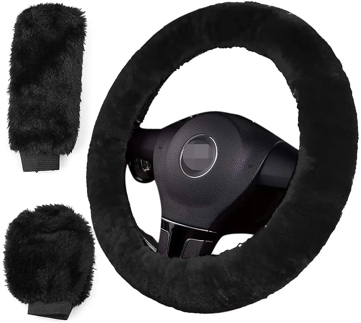 3pcs/set Car Steering-wheel Plush Warm Wheel Covers Winter Faux Fur ...
