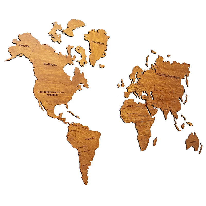 Single-level-World-Map-Made-of-Premium-Birch-plywood-wall-sticker-world ...