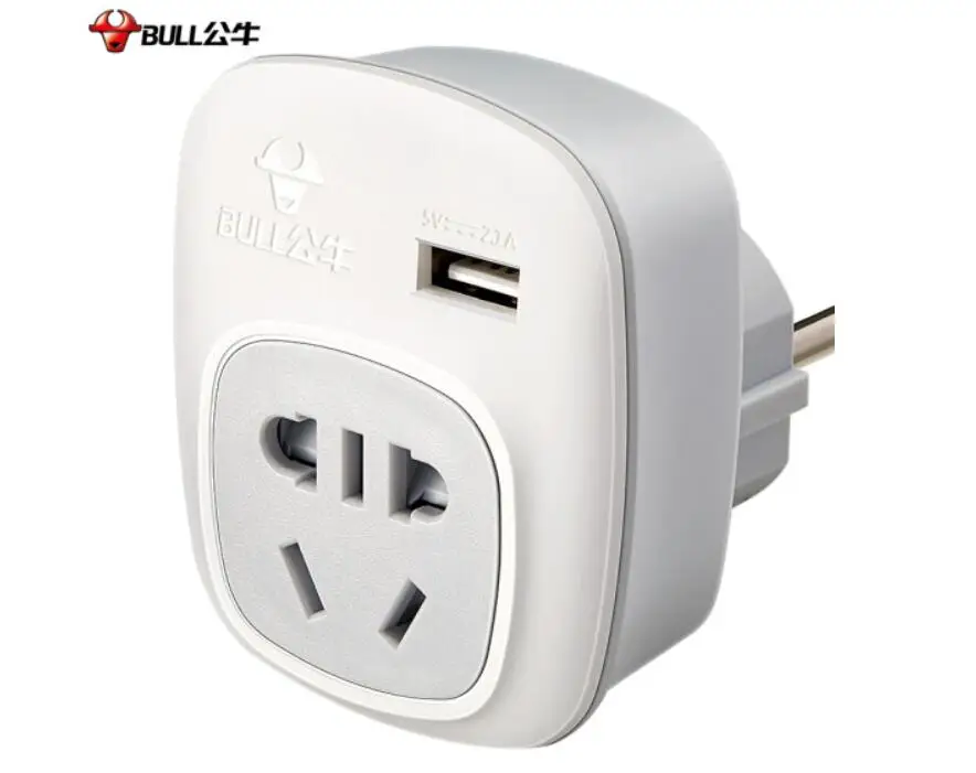 BULL GN-911G european type converter socket with USB Plug for EU Europe Germany Standard Russia ...