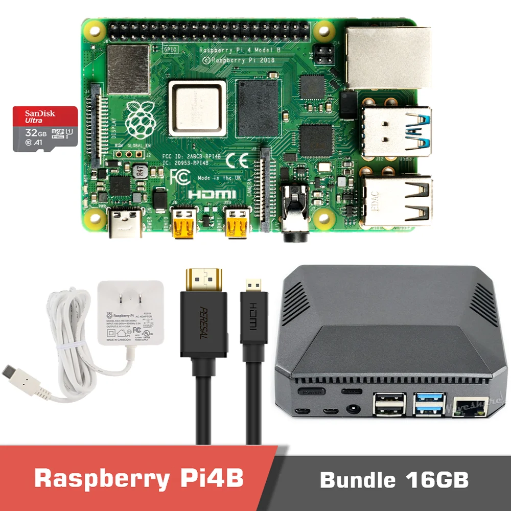 Raspberry Pi 4 8GB with Essential Accessories Argon One Raspberry Pi case 1m Micro HDMI to HDMI ...