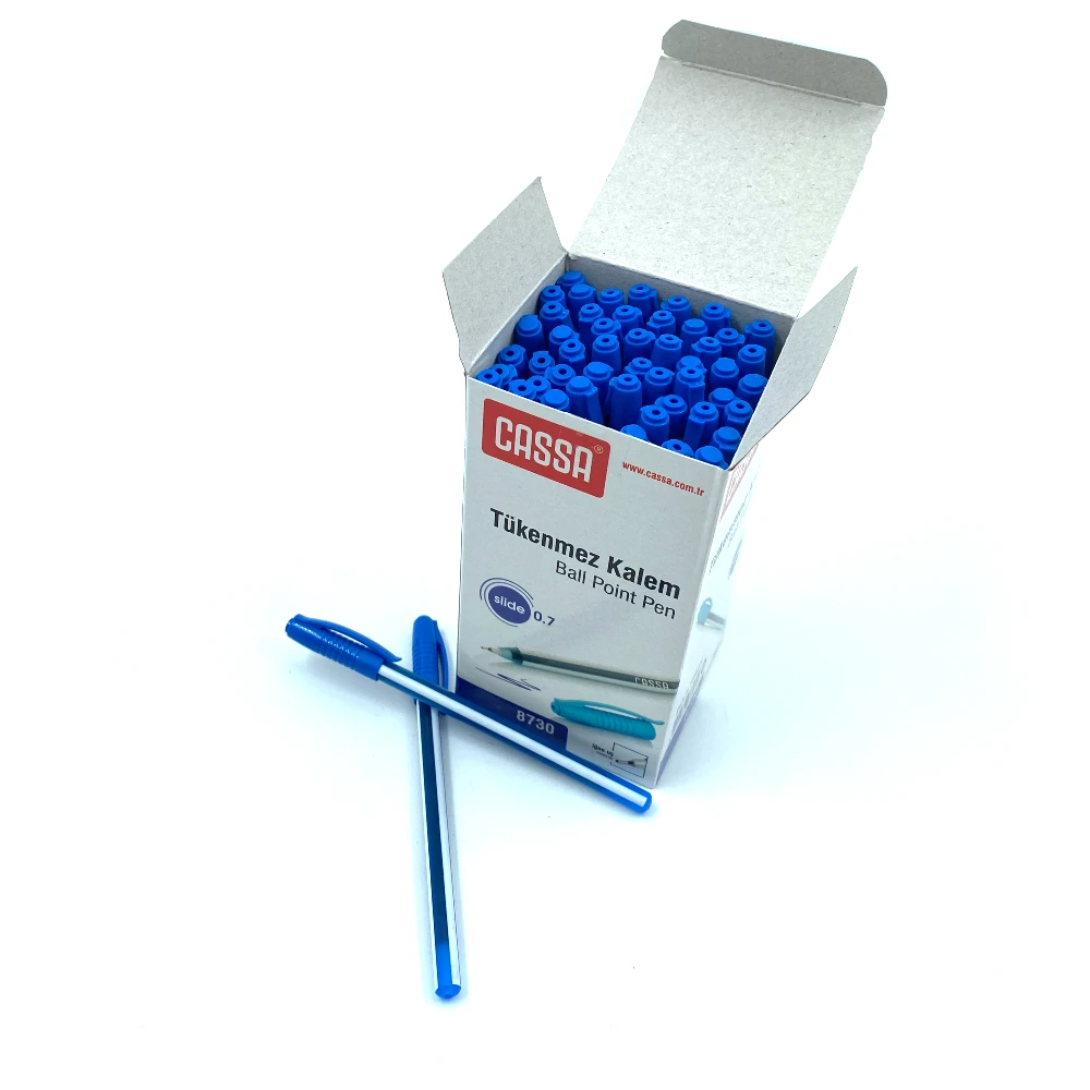 Cassa-Slide-Ballpoint-Pen-0-7mm-50-Pcs-Box-Blue-Ink-Ball-Point-Needle ...