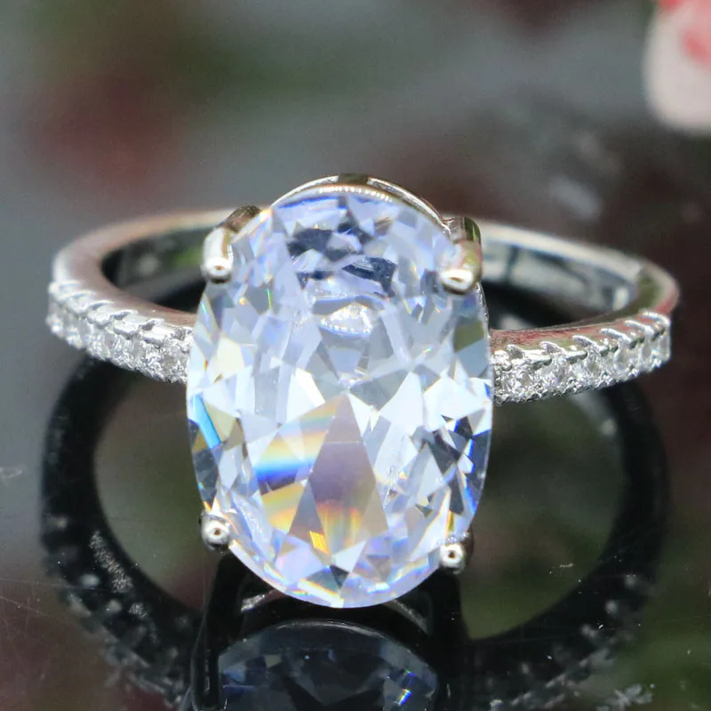 23x21mm Princess Cut Oval 3.7g Aaa+ White Cubic Zircon Women Bride ...