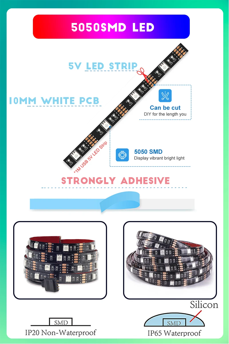 BANDE LED,5 Meters Kit-30LEDs per meter-Non-Waterproof--Bande lumineuse ...