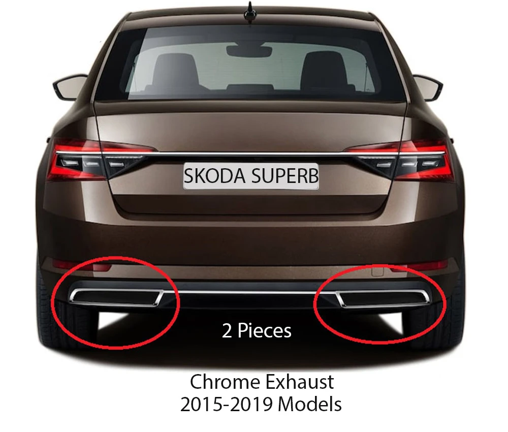 Chrome Exhaust Accessory For Skoda Superb 2 Pieces Set 2015 2019 Models ...