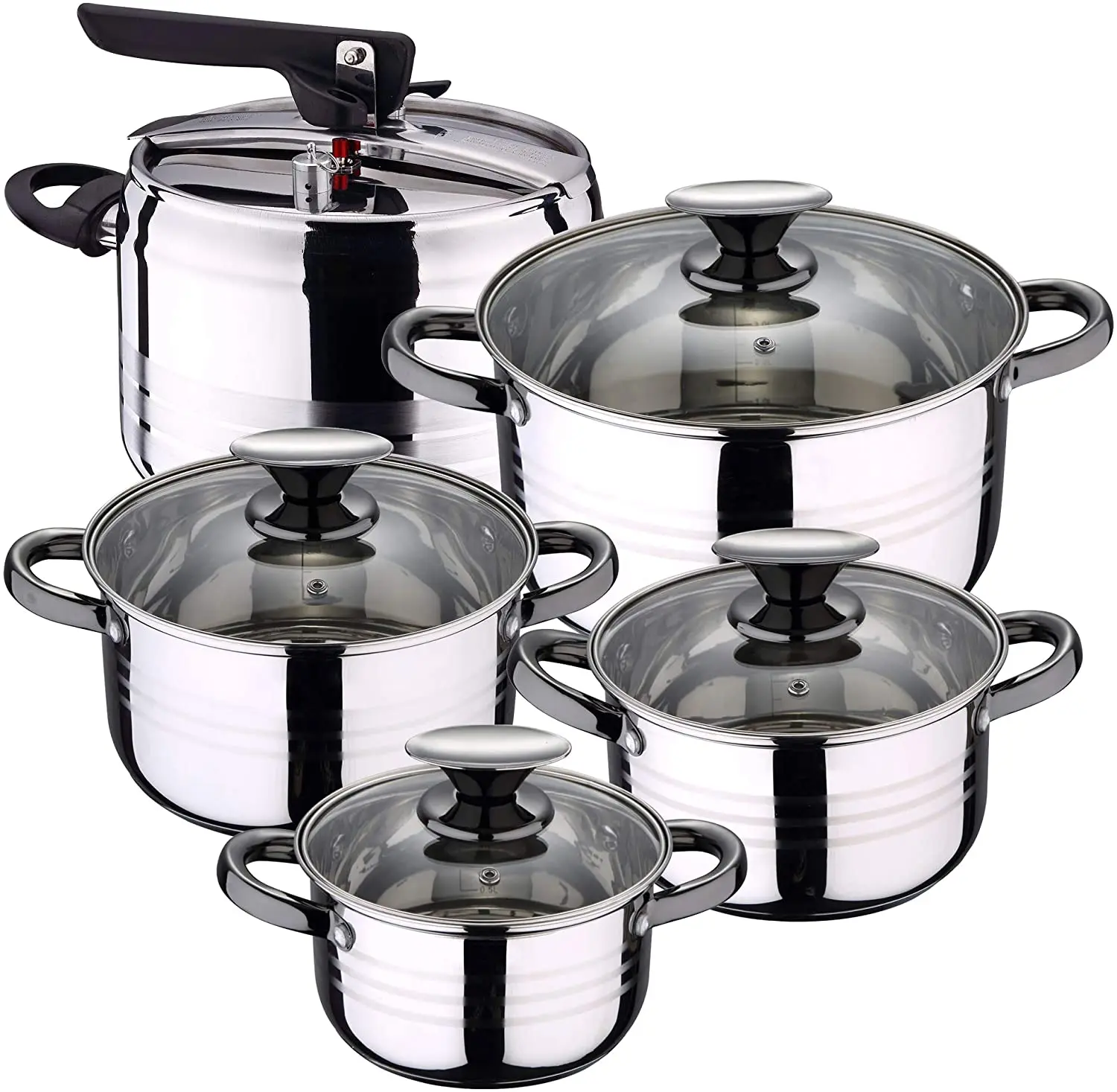 San Ignacio-kitchen battery 4 pans 4 glass lids 1 pot Express 5 liters ...