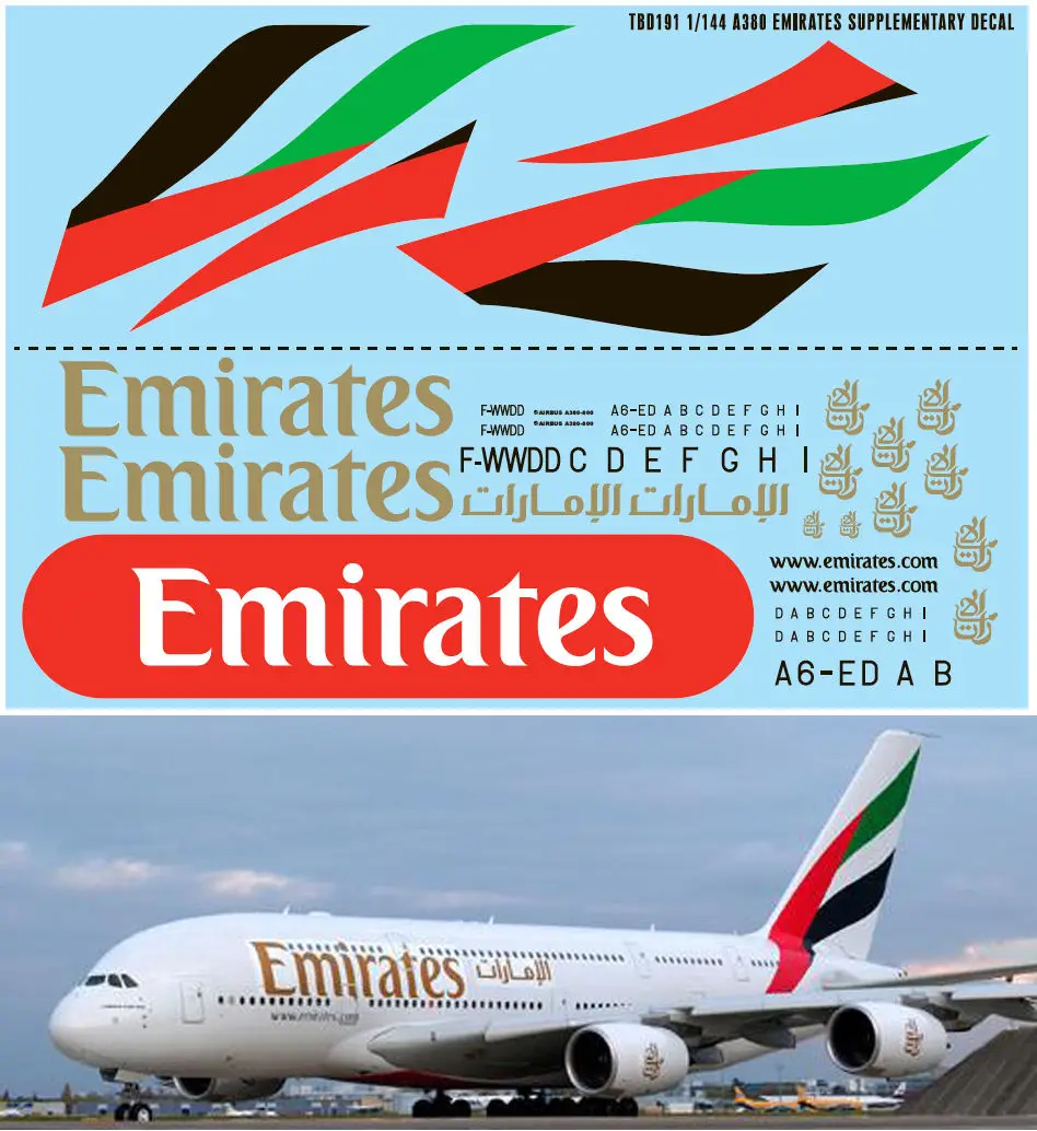 1-144-AIRBUS-A380-EMIRATES-AIRLINES-LIVERY-REVELL-DECALS-TB-DECAL ...