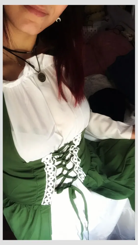 Bandage Corset Medieval Renaissance Vintage Square Collar Dress – wanahavit