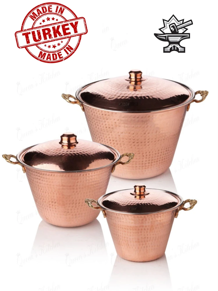 Handcraft Pure Copper Pot Set Hammer Pattern Rice Baking Pot Copper ...
