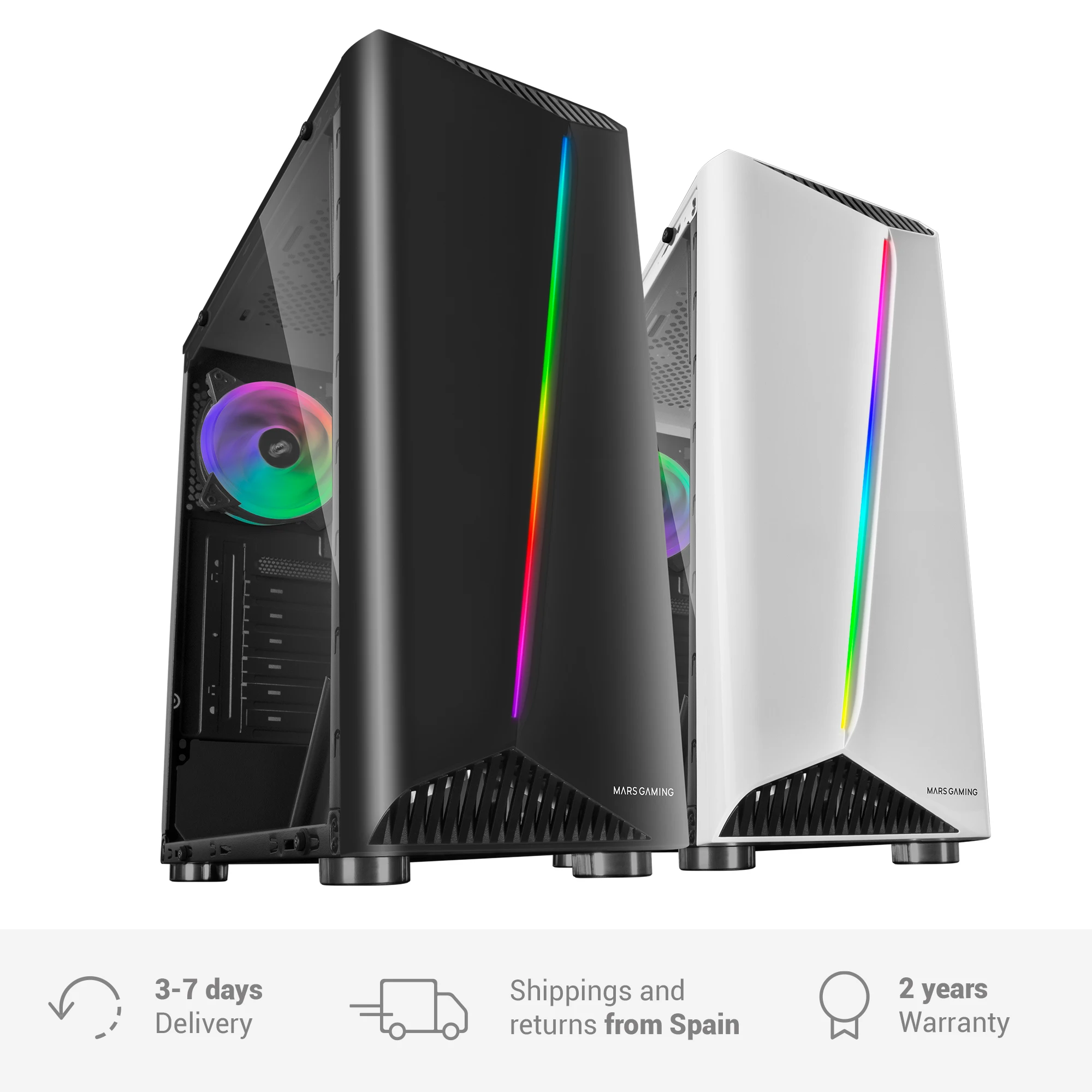 Mars Gaming MCX, Caja PC Gamer, Semitorre ATX, Ventana Lateral Cristal ...
