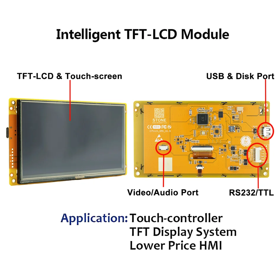 7 TFT LCD Touch Screen Monitor Touch Screen Module Resistive Display With RS232 Interface ...