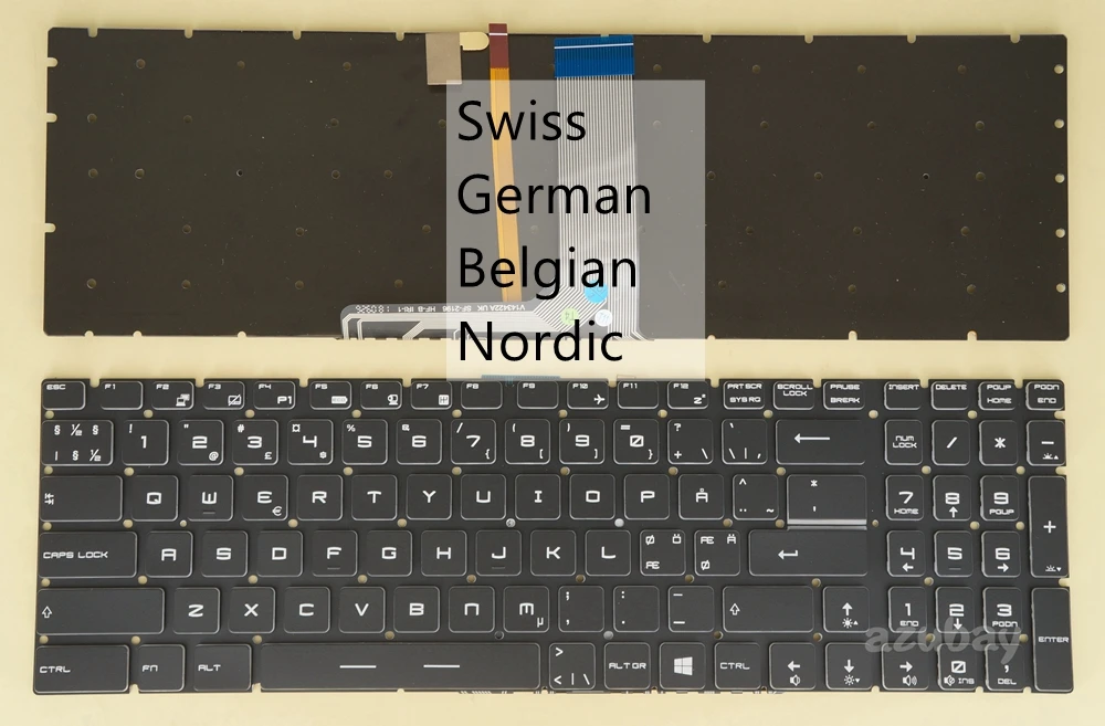 Swiss German Belgian Nordic Sd Fi Nw Danish Keyboard For Msi Gf62/ Gf72 ...