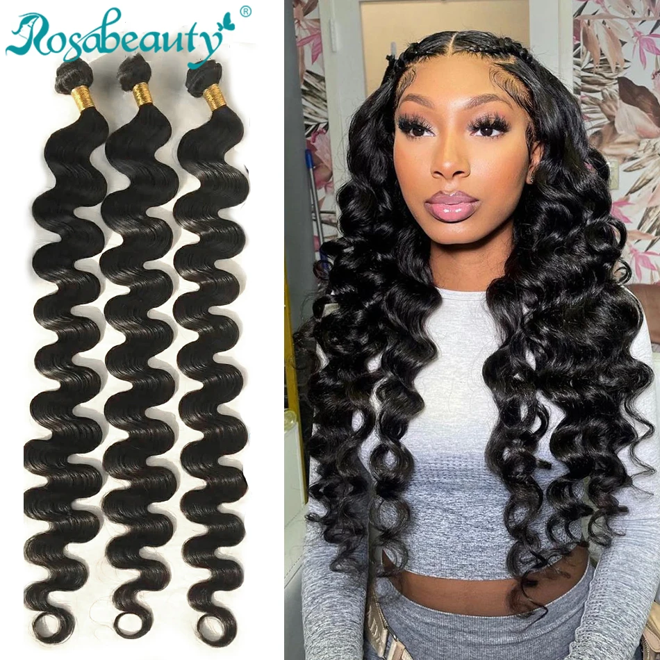 Rosabeauty 26 28 30 32 34 40 Inch Brazilian Hair Weave 1 3 4 Bundles ...