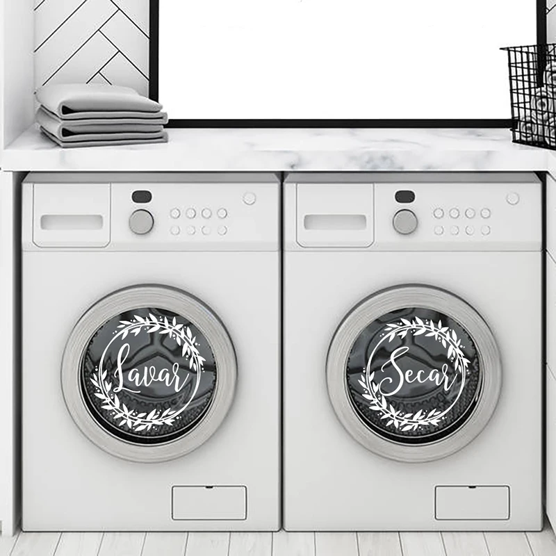 2PCS-Spanish-Lavar-Secar-Sign-Quote-Vinyl-Decals-Laundry-Room-Decor ...