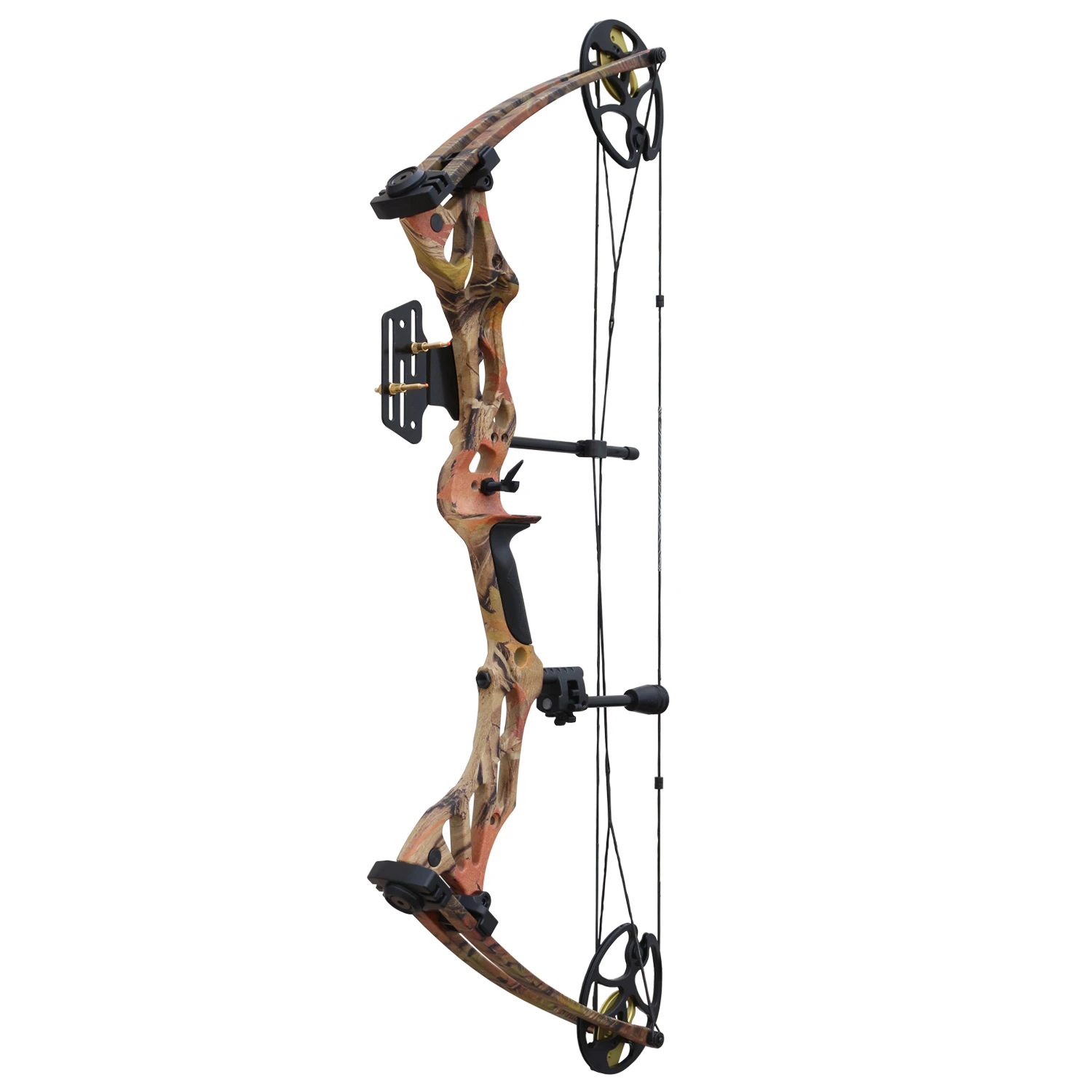 Arco de caza compuesto de poleas Hellbow Fossil regulable de 30 a 70 LBS y una apertura de 25 a ...