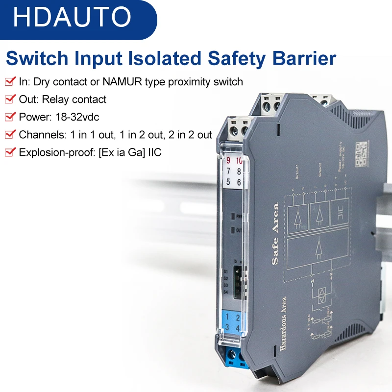 1 In 1 Out Proximity Switch NAMUR Digital Input Ex Proof Safety Barrier ...