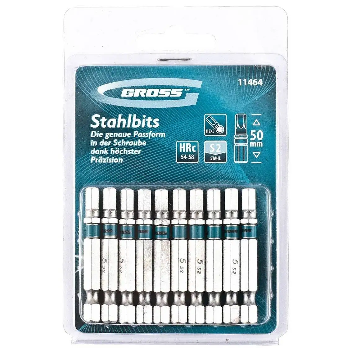 Gross bit set hex 5x50, steel S2, 10 PCs