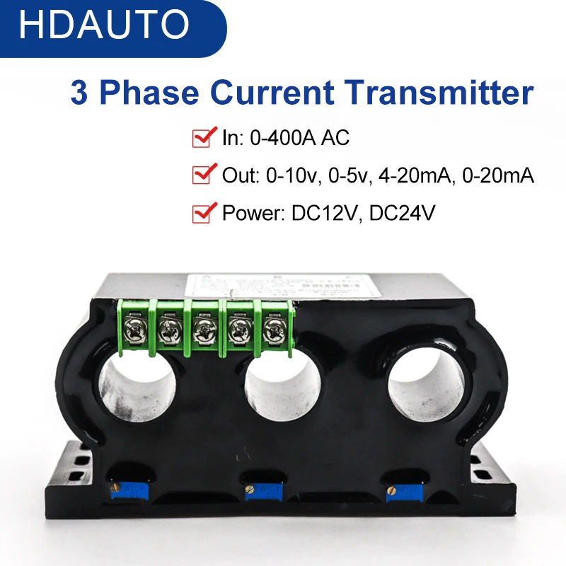 3 Phase Ac Current Transmitter Input 0-500a Ac Current Transducer Dc ...