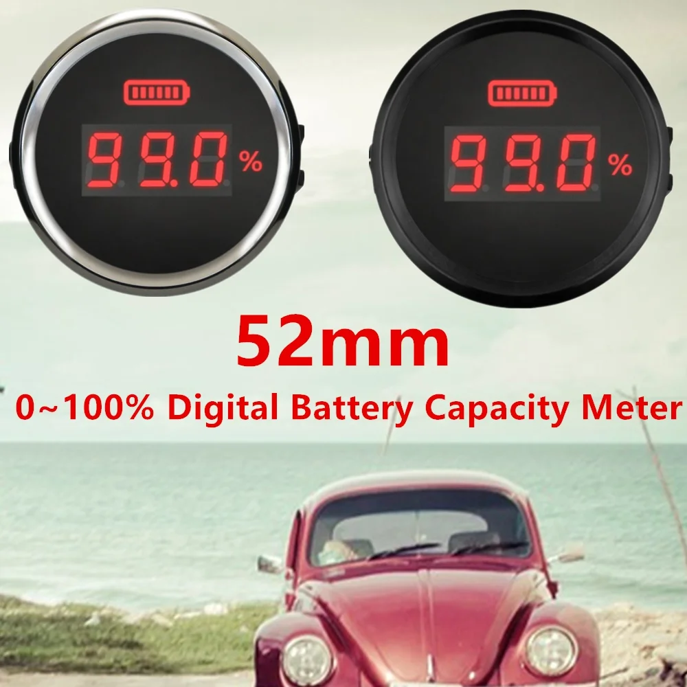 52mm Universal 0~100% Battery Capacity Meter Digital Battery Charge ...