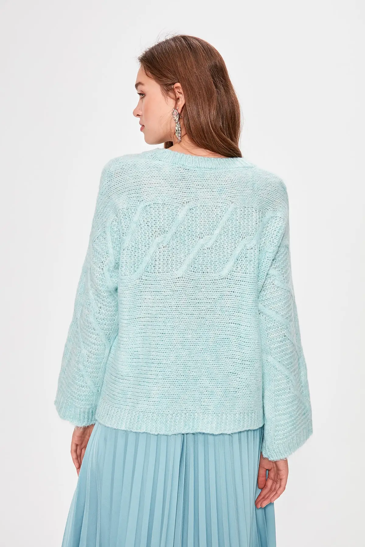 Trendyol Mint Mesh Detailed Knitwear Sweater TWOAW20KZ0628 - buy at the ...