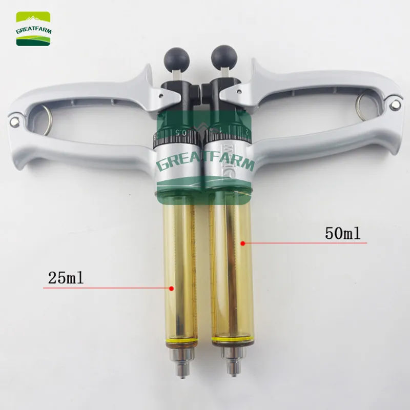 25 ml Semi-Automatic Vaccine Continuous Syringe Adjustable 50ML Veterinary Chicken Sheep Farm ...