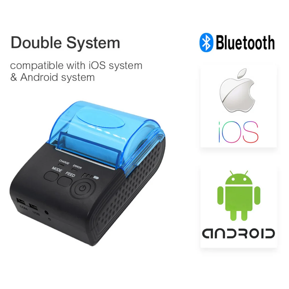 ZJ-5805DD Portable 58mm Bluetooth Thermal Printer Android POS-5805DD Receipt Thermal Printer ...