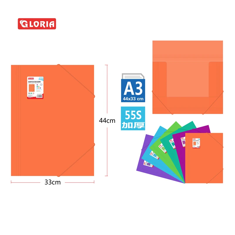 Gloria Europe folder with elastic rubber bands Pack of 6 colors A3 ...
