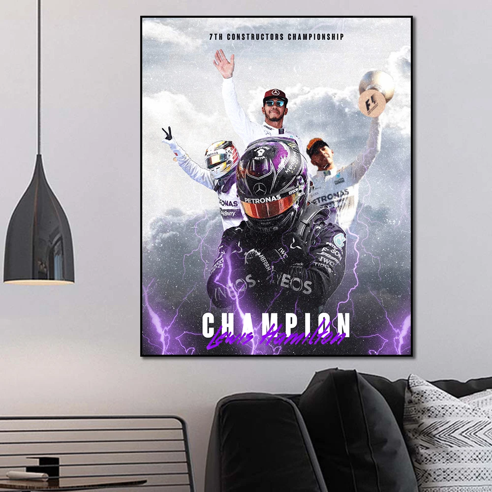 F1 Purple Lewis Hamilton Formula 1 Racing Car Grand Prix Poster Canvas ...