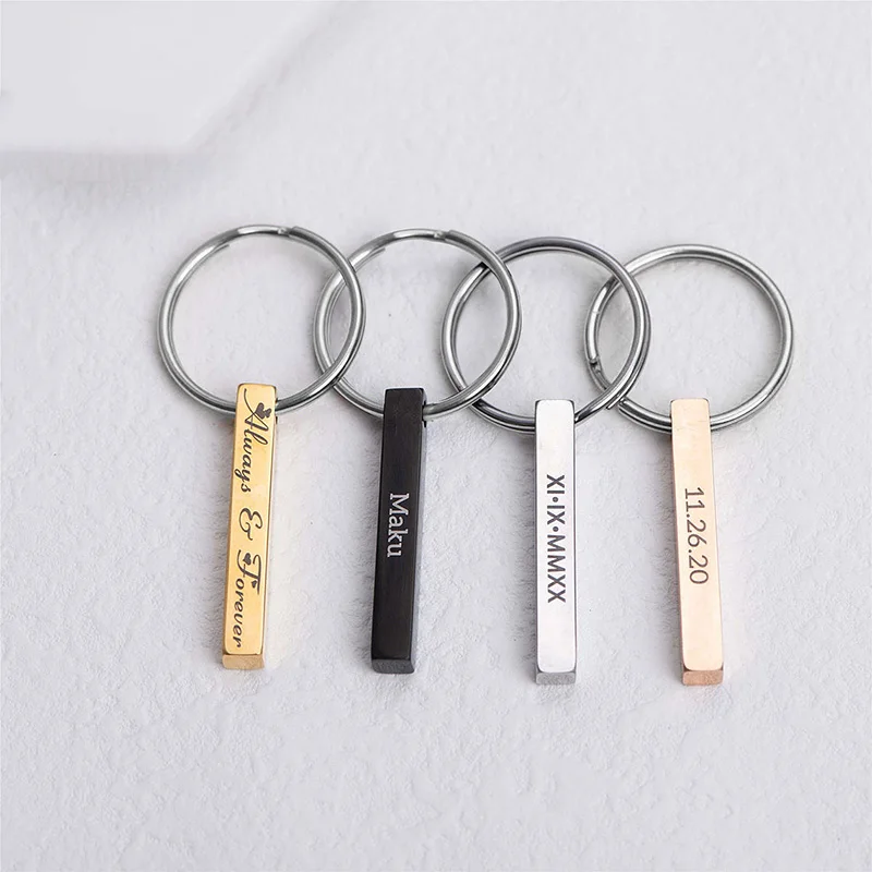Customied-3D-Vertical-Bar-Personalized-4-Side-Keychain-Engraved-with ...