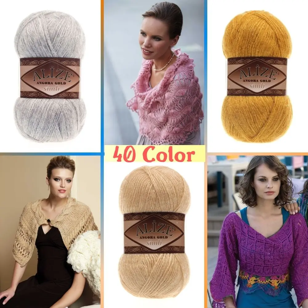 Hilo de punto de lana plateada (5 bolas) 40 opciones de Color 500 ...