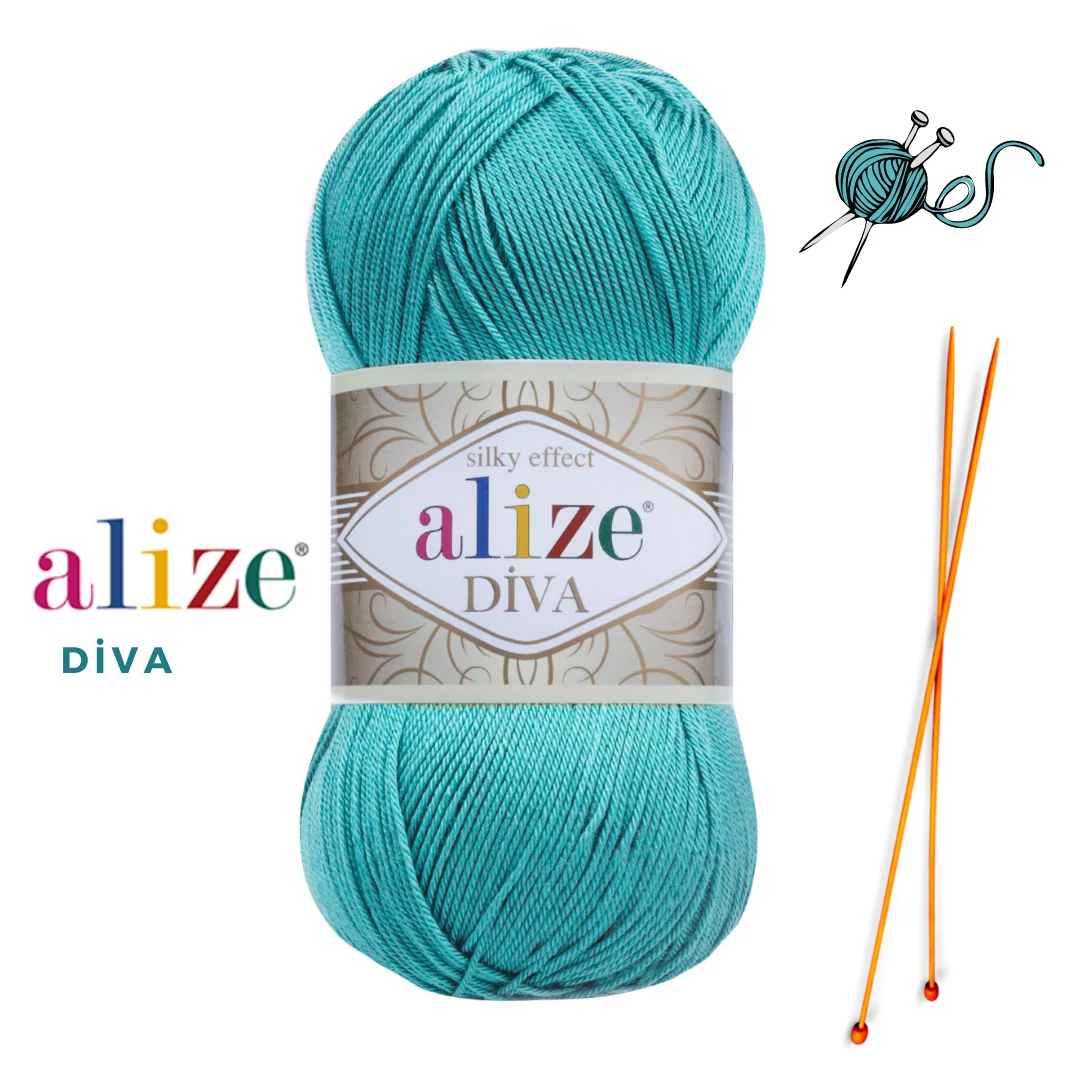 Alize Diva, Silky Effect, %100 Acrylic Yarn, Knitting Soft Yarn, Summer ...