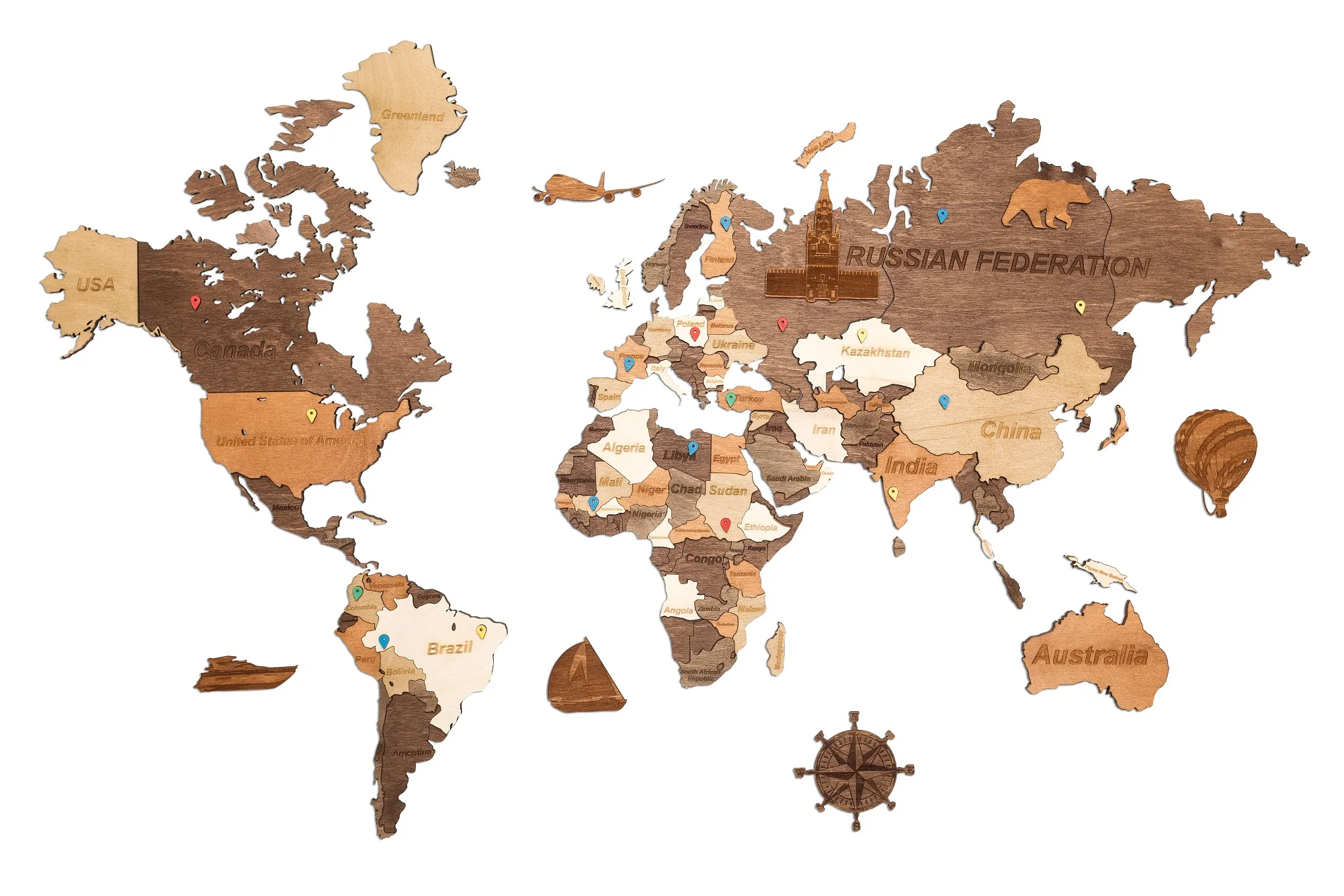 Mapa-do-mundo-de-madeira-mapa-de-madeira-cor-2-150-90-90-cm-presente ...