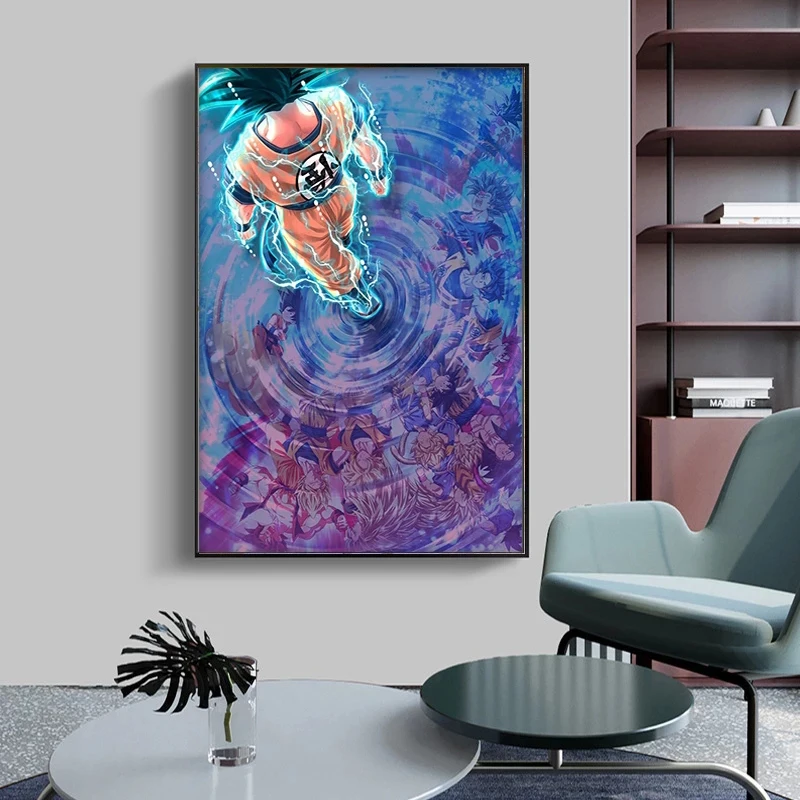 Dragon Ball Goku Back View Water Ripple Canvas Painting Wall Art Print ...