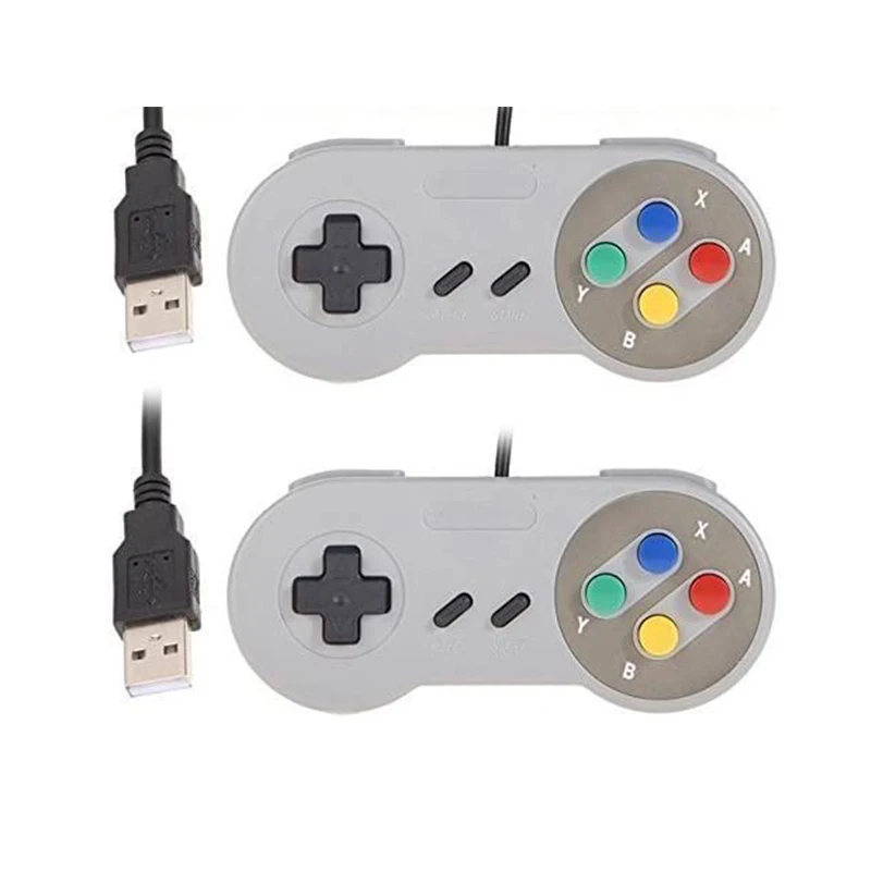2 Pack Usb Wired Game Controller For Classic Super Nintendo Snes Retro