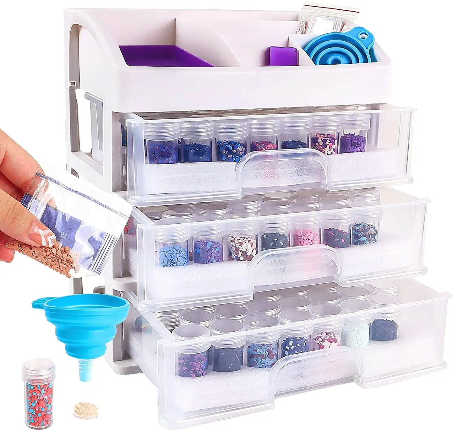Multifunctional DIY Diamond Painting Round Bottle Drawer Storage Box ...